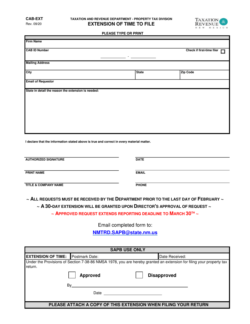 Form CAB-EXT - Fill Out, Sign Online and Download Printable PDF, New ...
