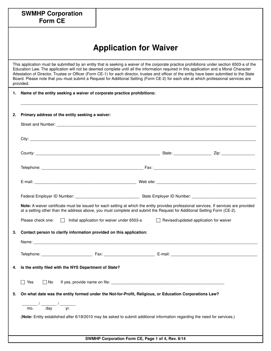 SWMHP Corporation Form CE - Fill Out, Sign Online and Download ...