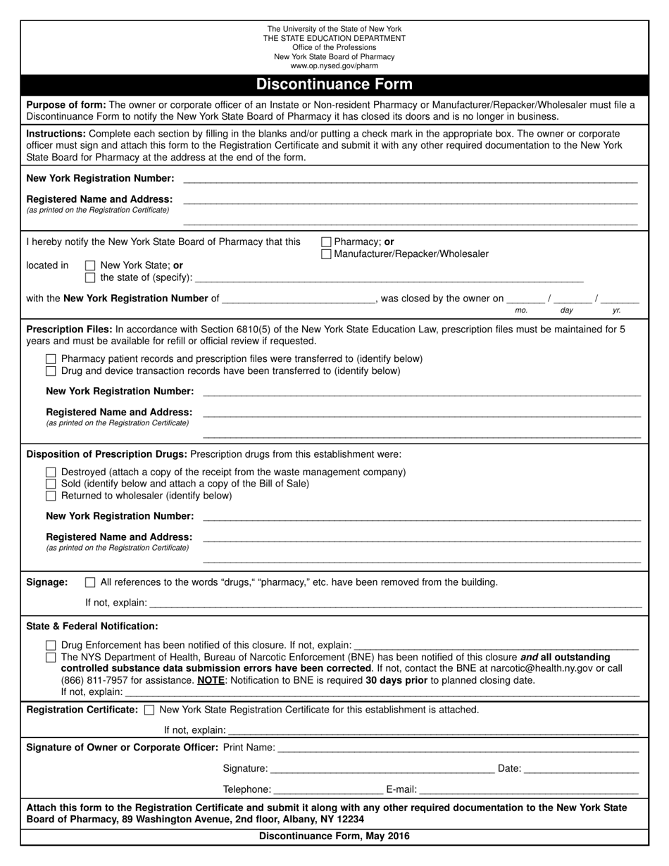 New York Discontinuance Form - Fill Out, Sign Online and Download PDF ...