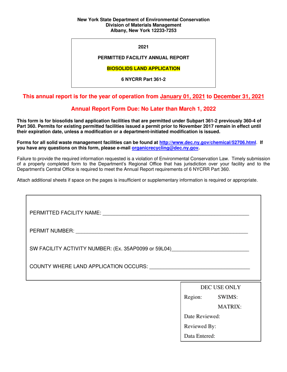 2021 New York Permitted Biosolids Land Application Annual Report - Fill ...