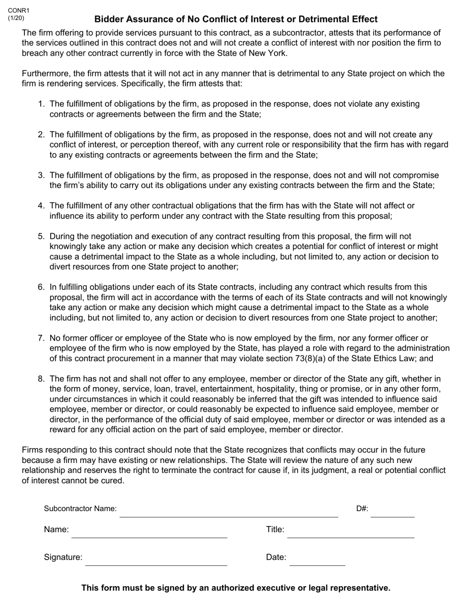 Form CONR1 - Fill Out, Sign Online and Download Fillable PDF, New York ...