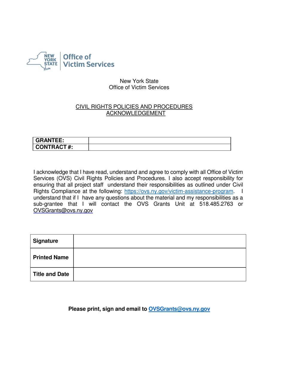 New York Civil Rights Policies and Procedures Acknowledgement - Fill ...