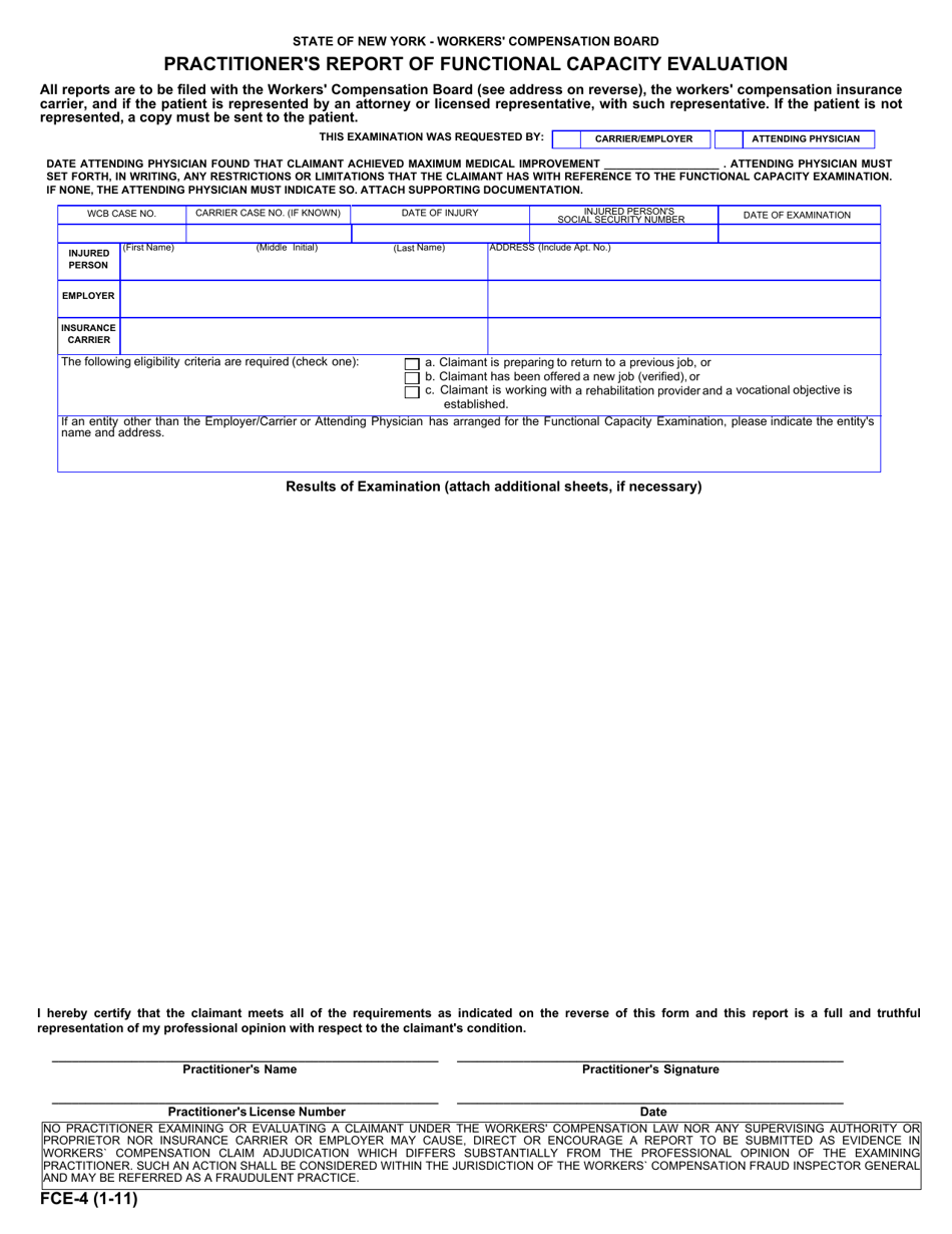 Form FCE-4 - Fill Out, Sign Online and Download Fillable PDF, New York ...