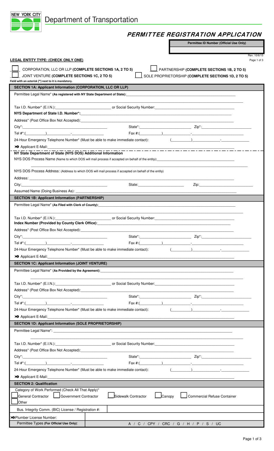 New York City Permittee Registration Application - Fill Out, Sign ...