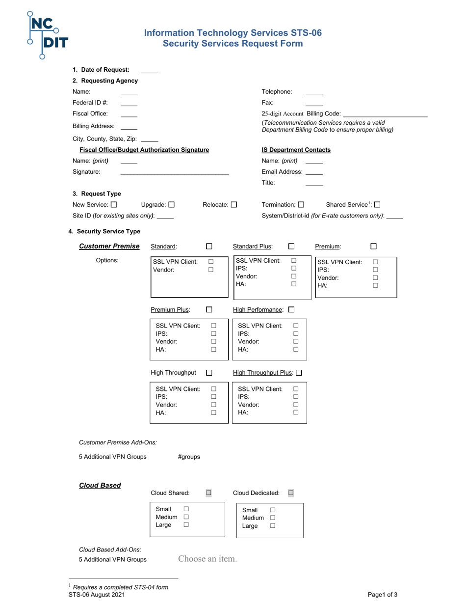Form STS-06 Download Printable PDF or Fill Online Security Services ...