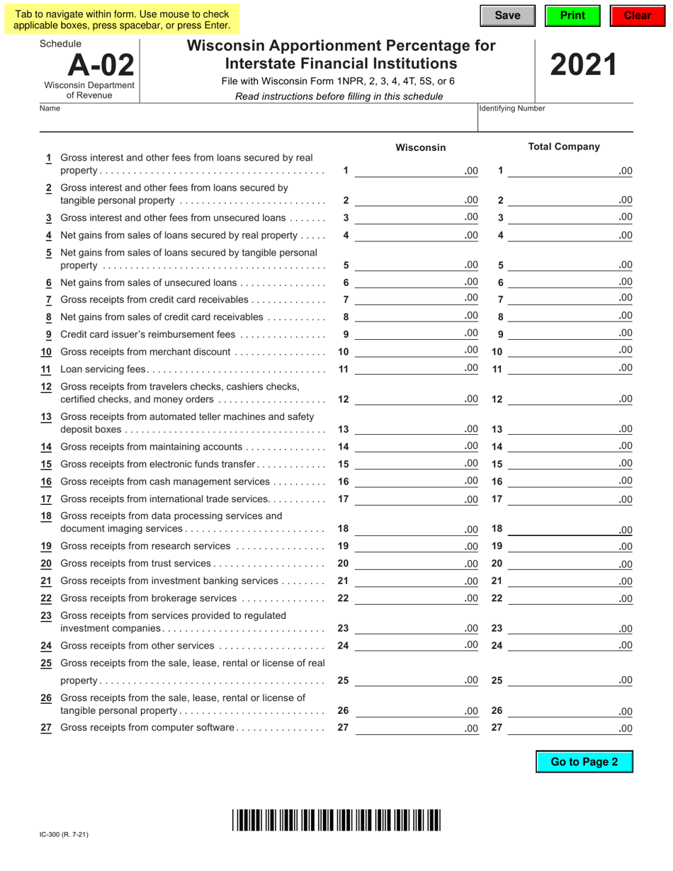 Form IC-300 Schedule A-02 - 2021 - Fill Out, Sign Online and Download ...
