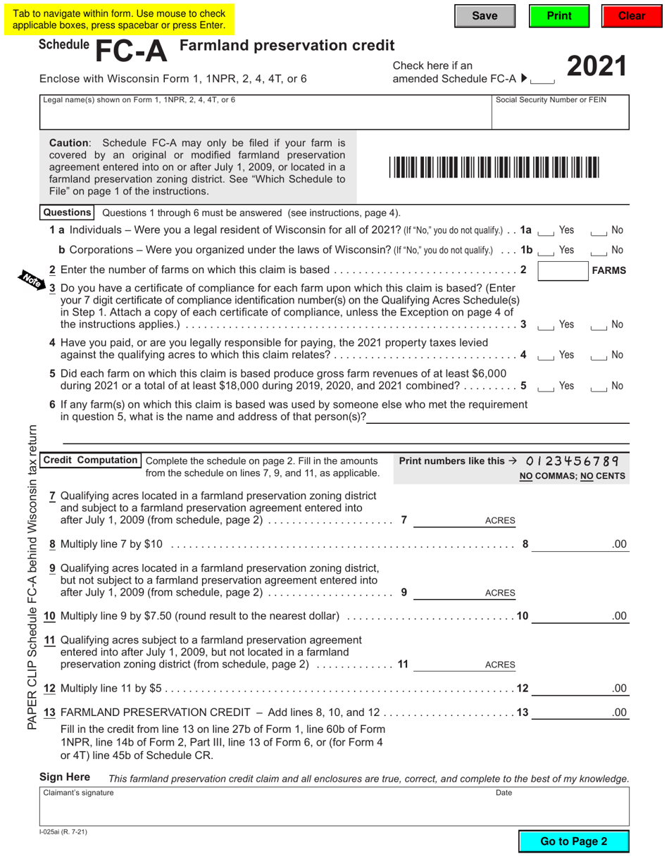 Form I-025AI Schedule FC-A - 2021 - Fill Out, Sign Online and Download ...