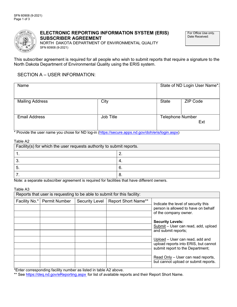 Form SFN60908 - Fill Out, Sign Online and Download Fillable PDF, North ...