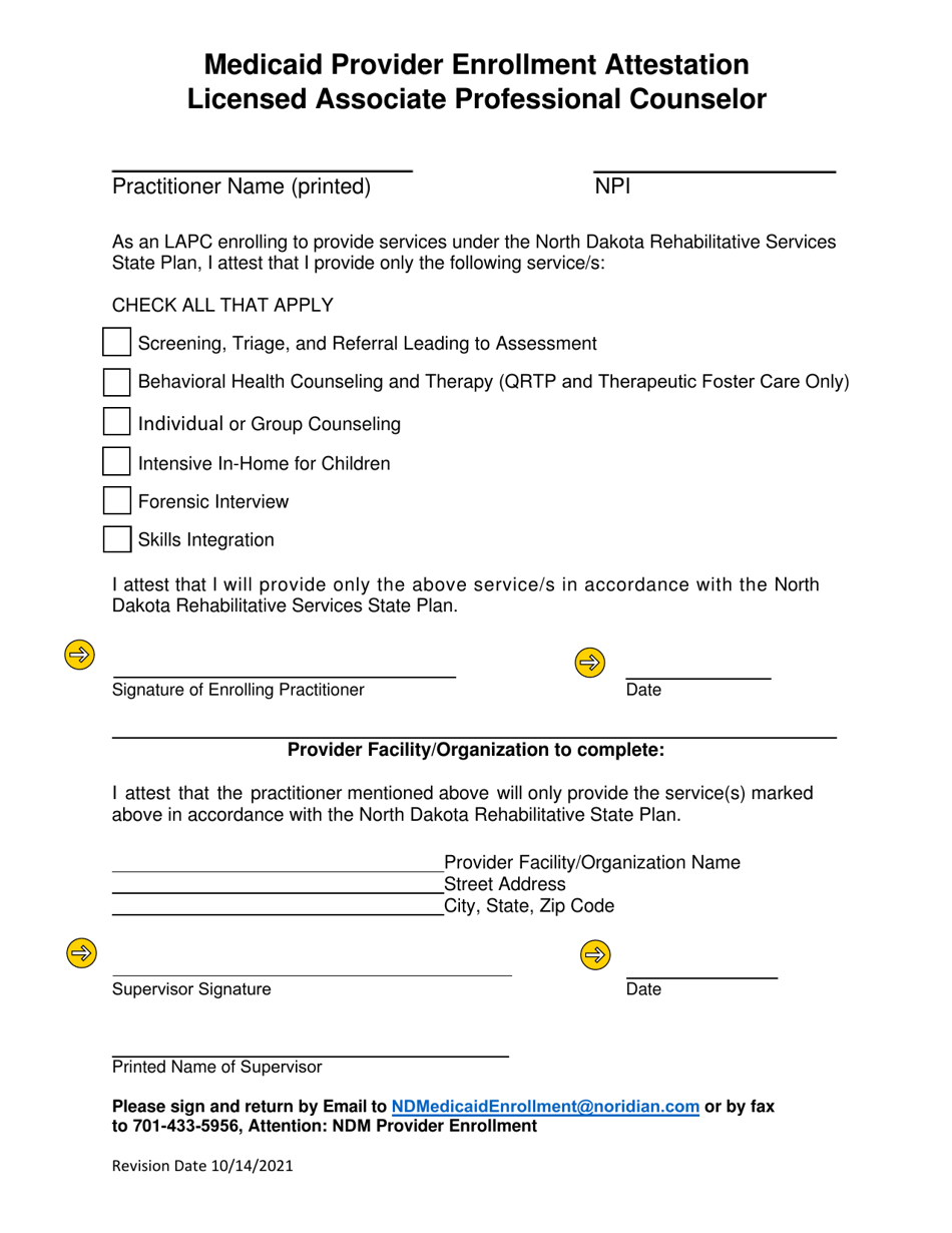 North Dakota Medicaid Provider Enrollment Attestation Licensed ...