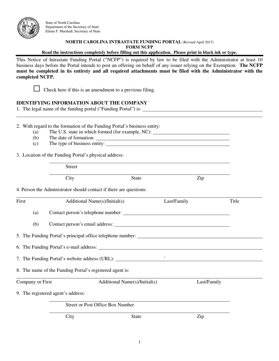 Form NCFP - Fill Out, Sign Online and Download Printable PDF, North ...