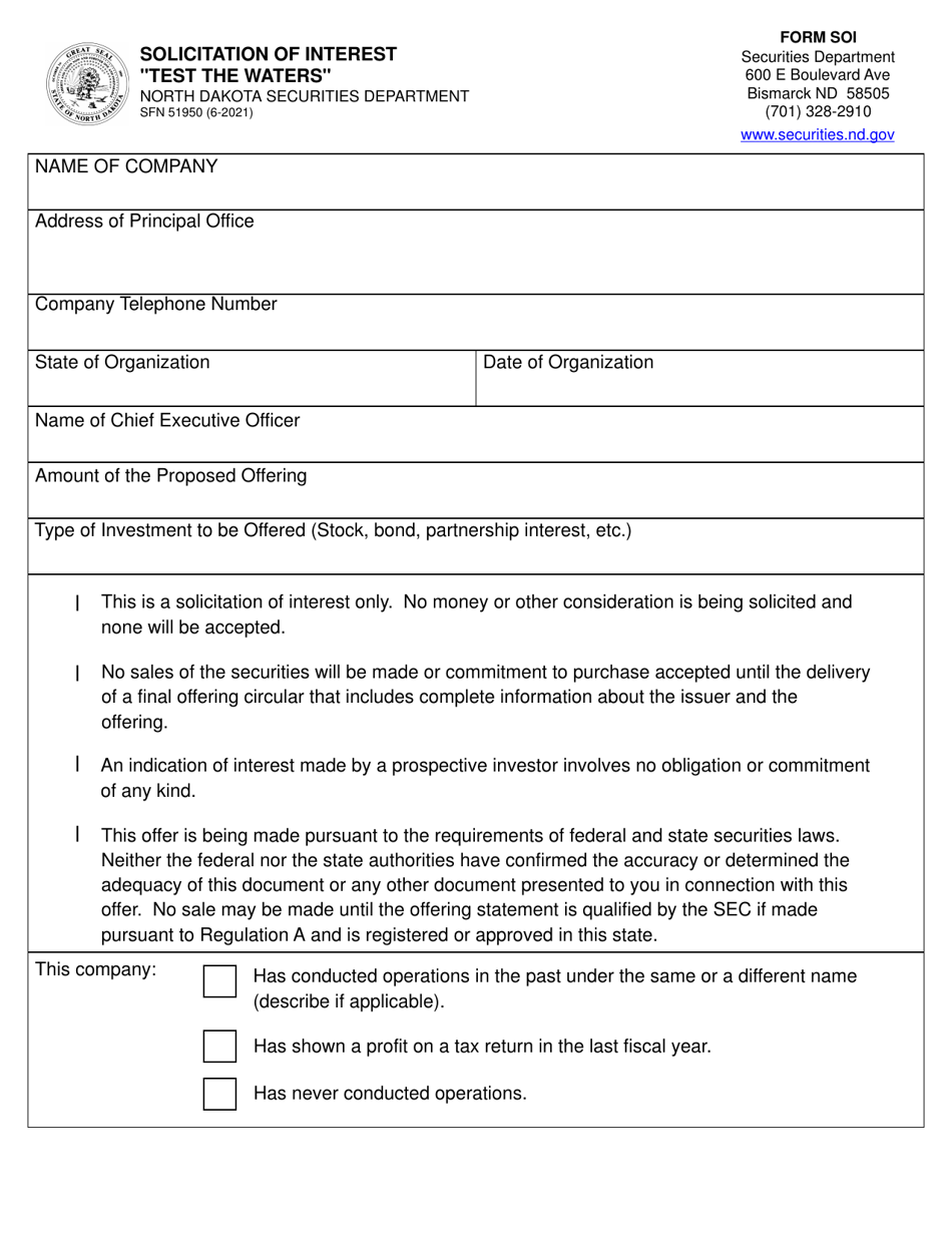 Form SOI (SFN51950) - Fill Out, Sign Online and Download Fillable PDF ...