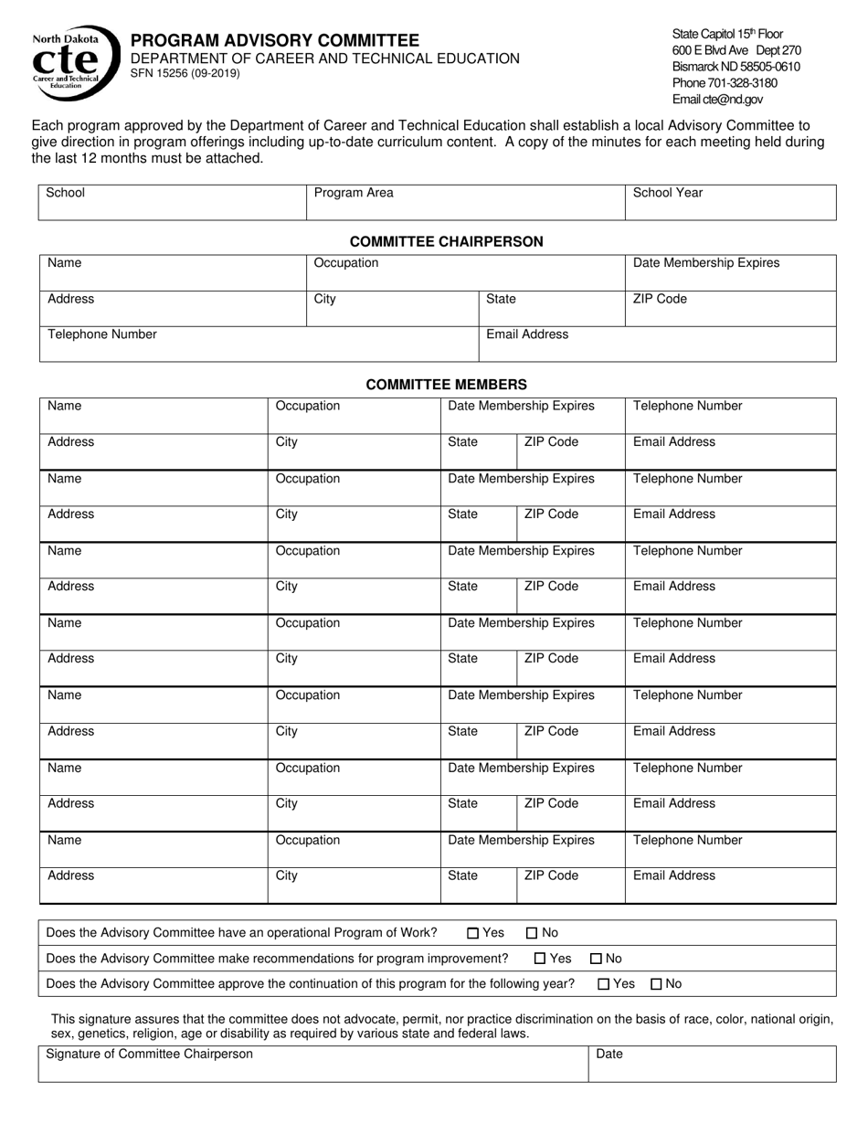 Form SFN15256 Download Fillable PDF or Fill Online Program Advisory ...