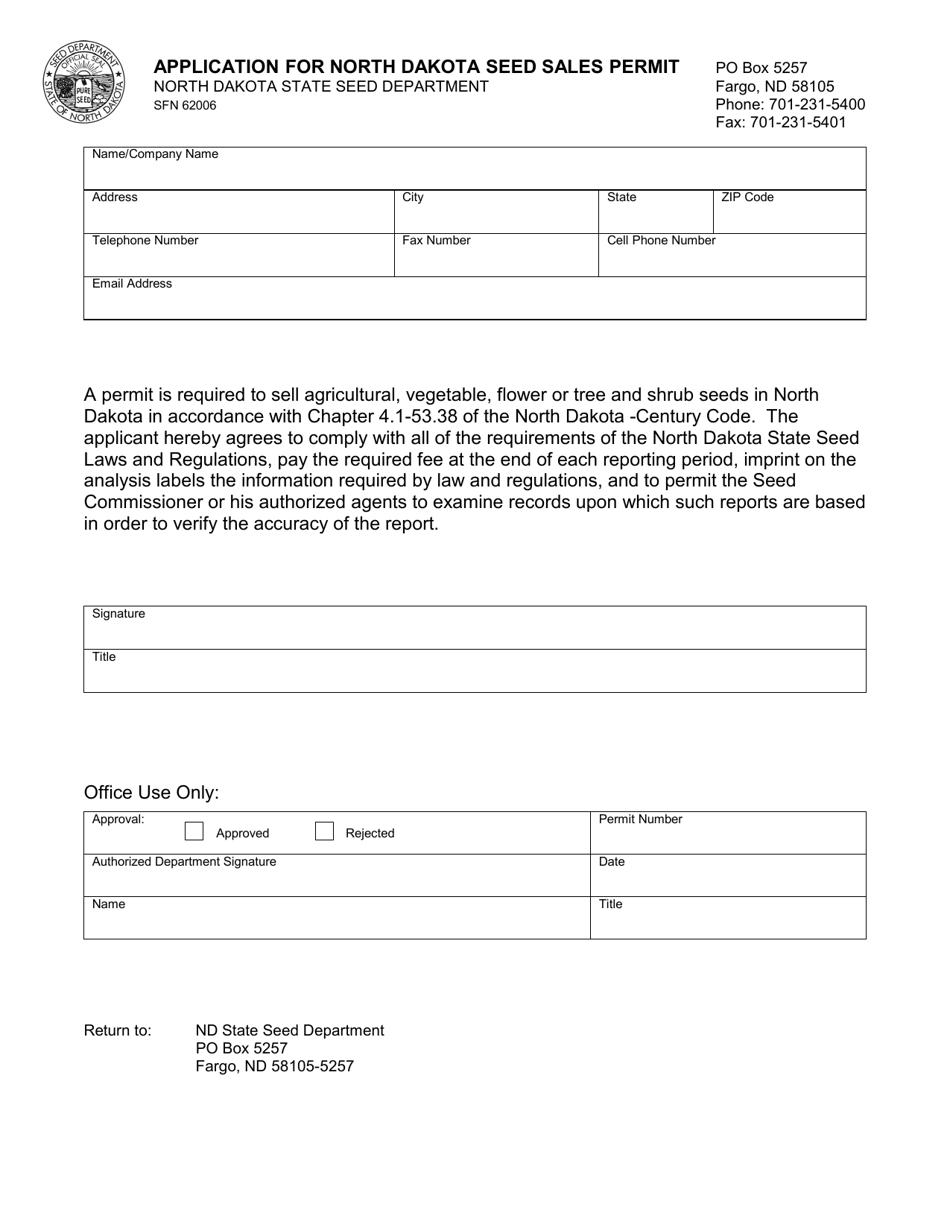 Form SFN62006 - Fill Out, Sign Online and Download Fillable PDF, North ...