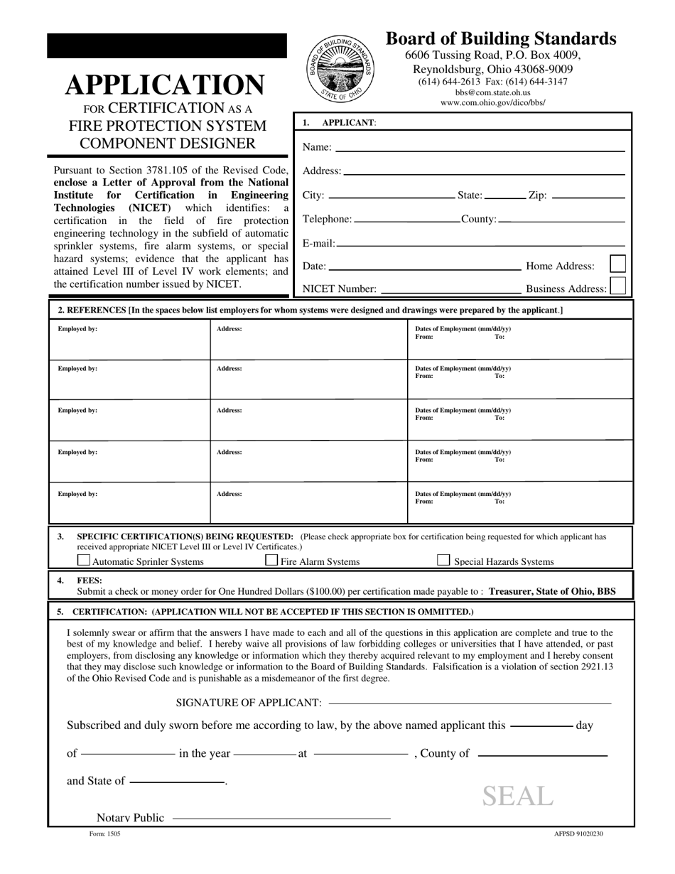 Form 1505 - Fill Out, Sign Online and Download Fillable PDF, Ohio ...