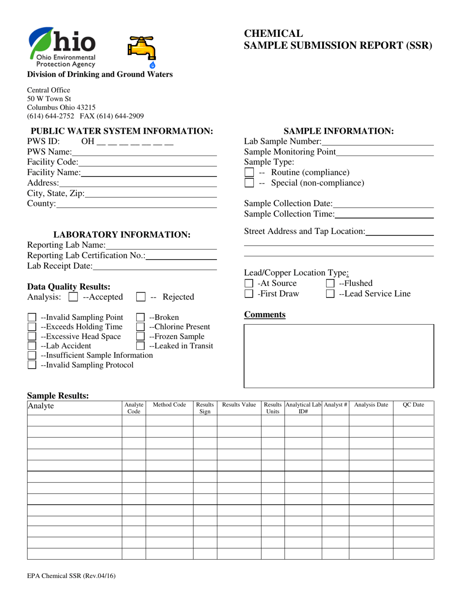 Ohio Chemical Sample Submission Report (Ssr) - Fill Out, Sign Online ...