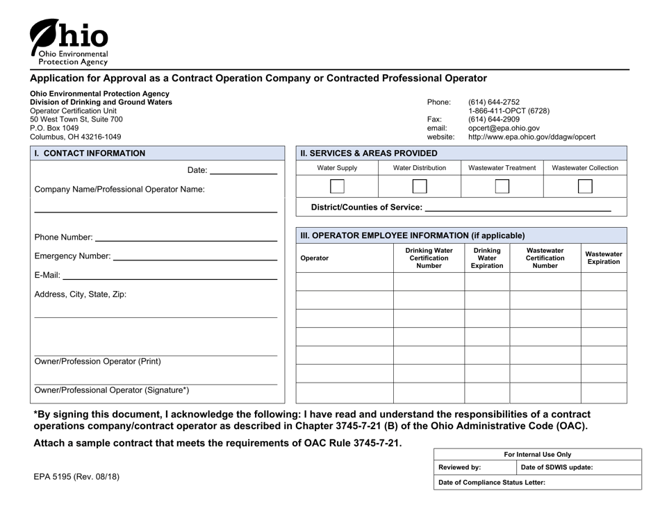 Form EPA5195 - Fill Out, Sign Online and Download Printable PDF, Ohio ...