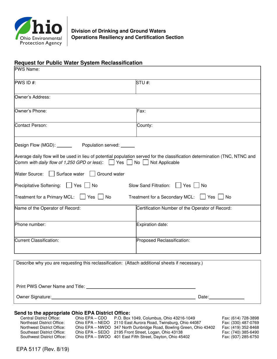 Form EPA5117 - Fill Out, Sign Online and Download Printable PDF, Ohio ...