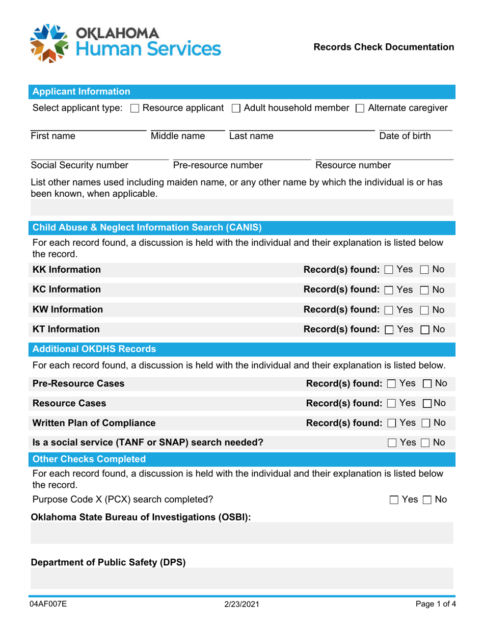 Form 04AF007E - Fill Out, Sign Online and Download Fillable PDF ...