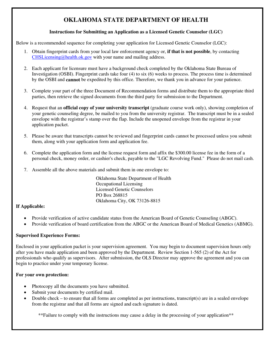 Download Instructions for OSDH Form 1058 Application Instructions PDF ...