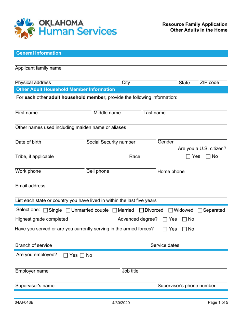 Form 04AF043E - Fill Out, Sign Online and Download Fillable PDF ...