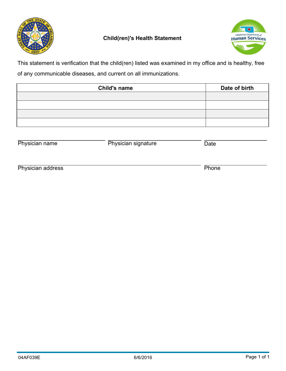 Form 04AF039E - Fill Out, Sign Online and Download Fillable PDF ...