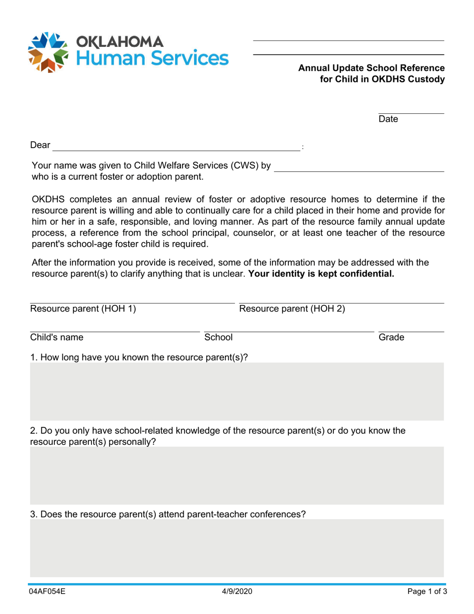 Form 04AF054E - Fill Out, Sign Online and Download Fillable PDF ...