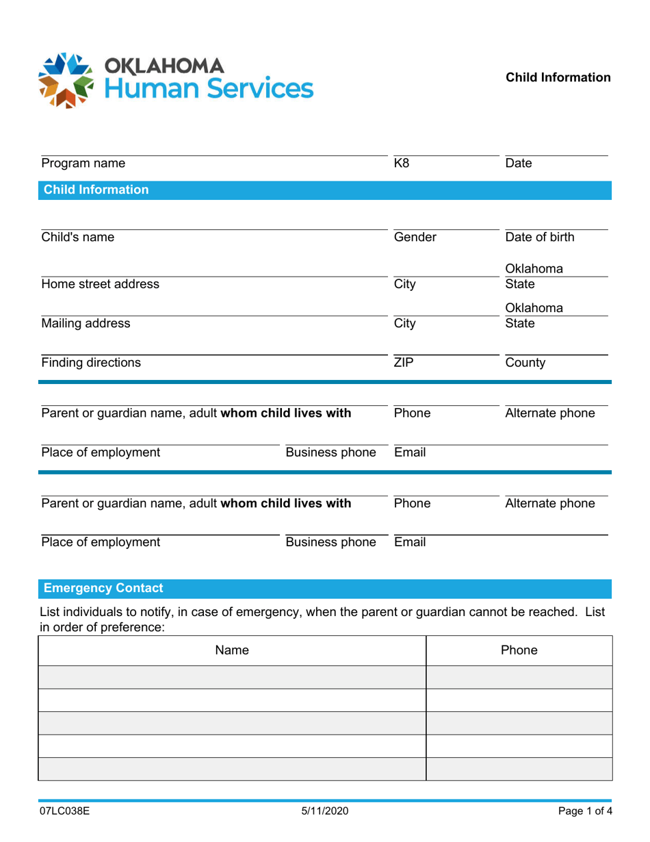 Form 07LC038E (OCC-038) - Fill Out, Sign Online and Download Fillable ...