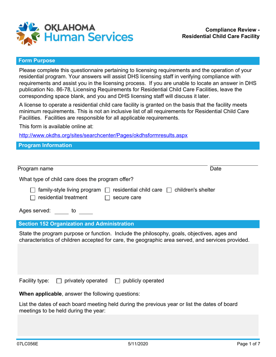 Form 07LC056E (OCC-56) - Fill Out, Sign Online and Download Fillable ...