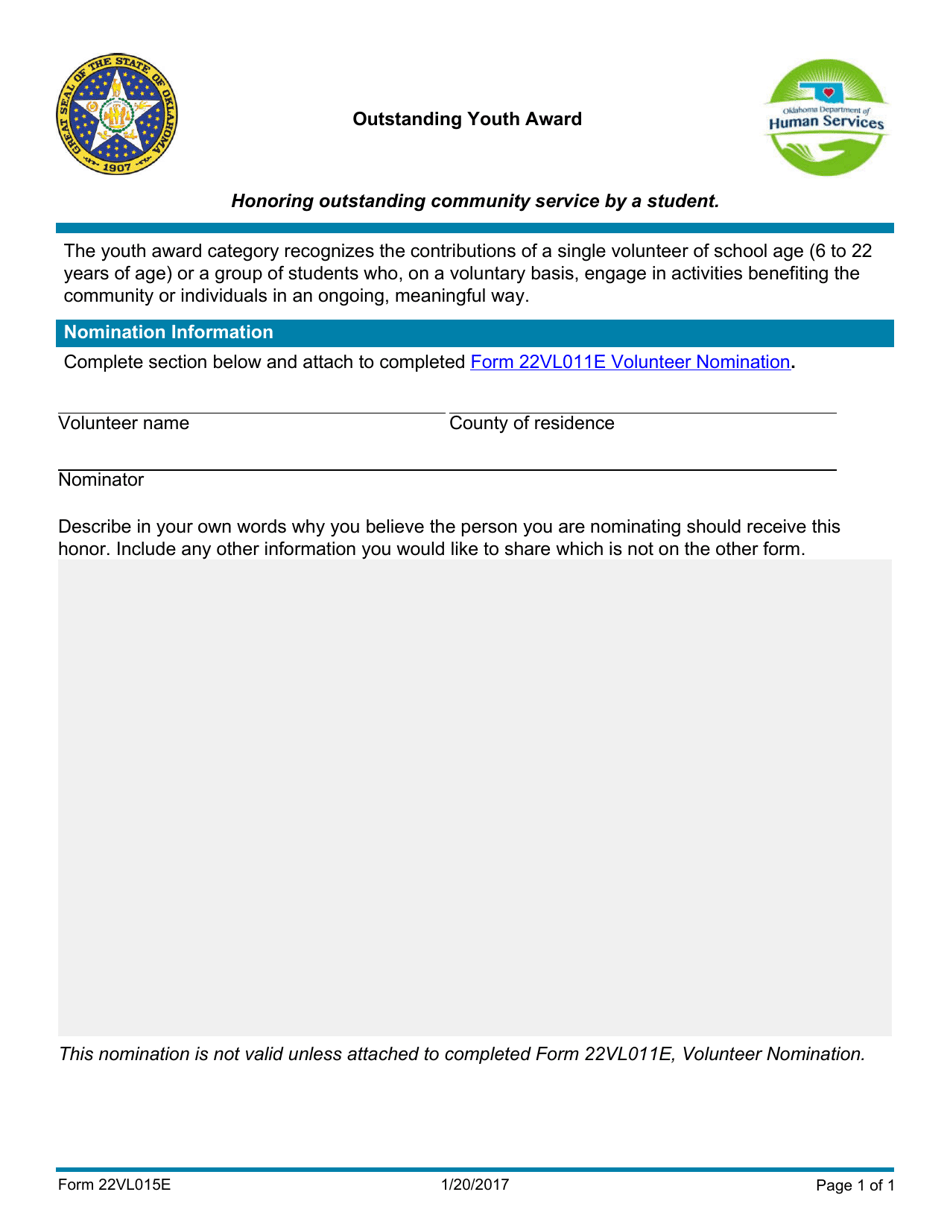 Form 22VL015E - Fill Out, Sign Online and Download Fillable PDF ...