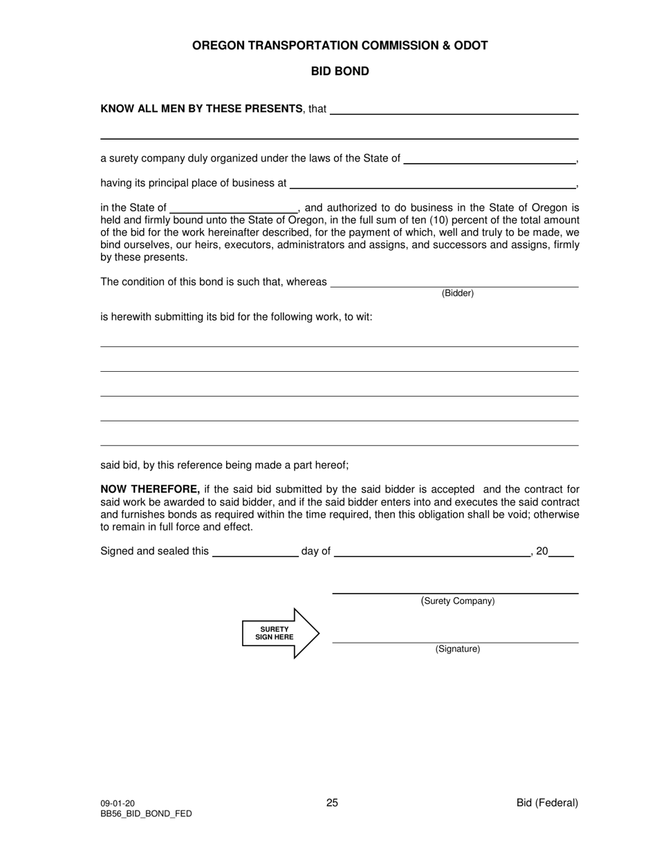 Oregon Bid Bond (Federal) - Fill Out, Sign Online and Download PDF ...