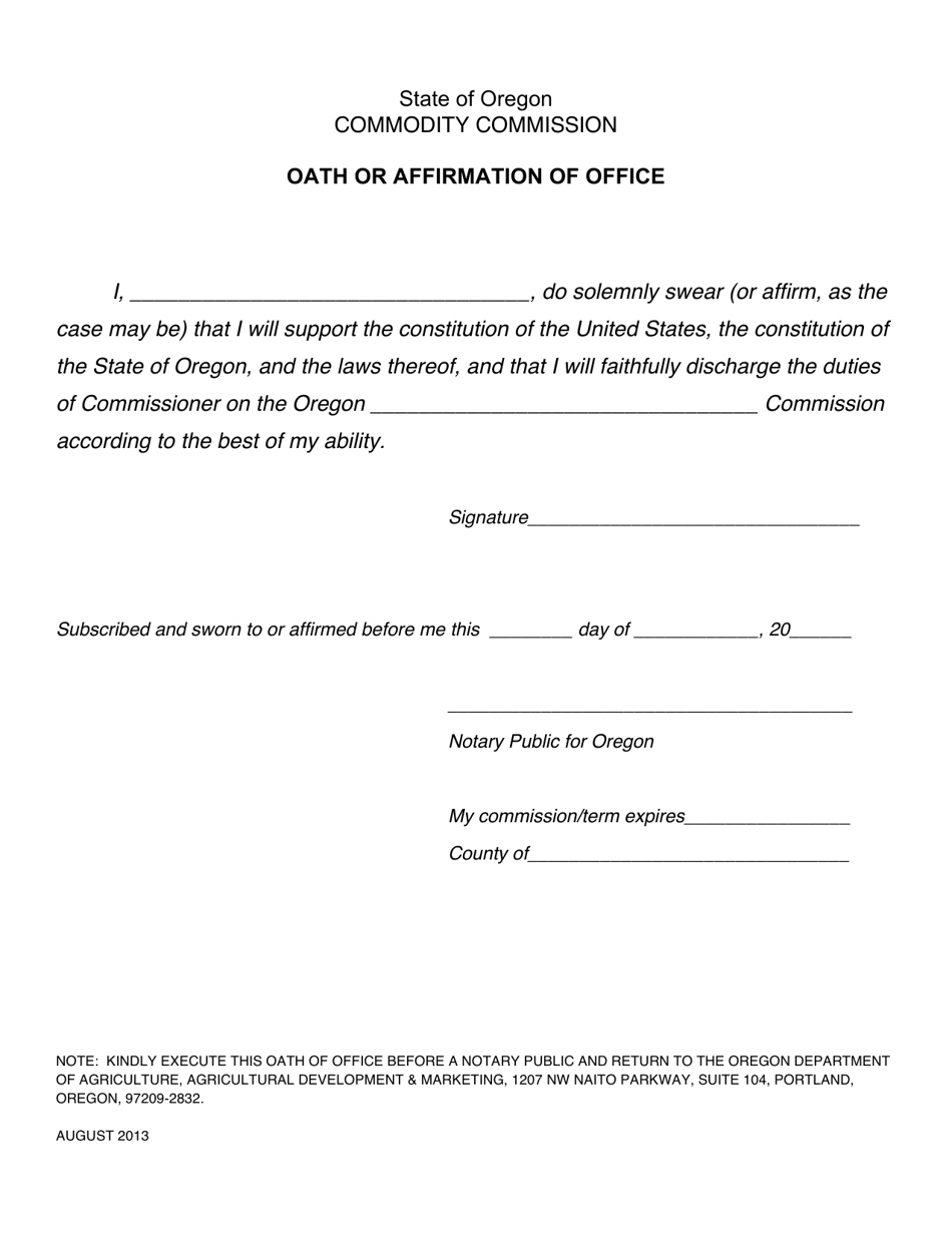 Oregon Oath or Affirmation of Office - Fill Out, Sign Online and Download PDF | Templateroller