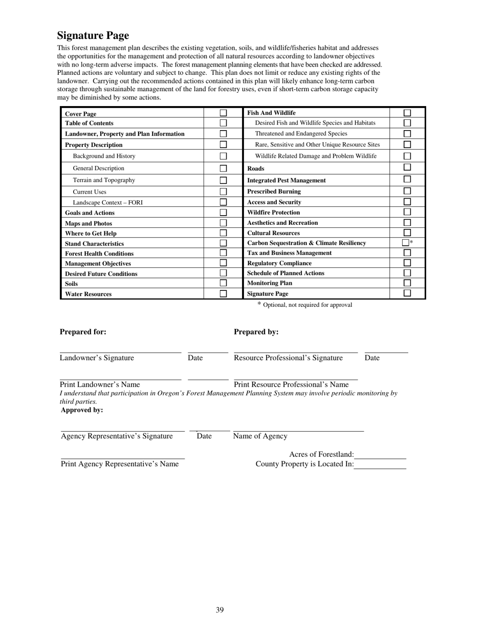 Oregon Signature Page Download Fillable PDF Templateroller