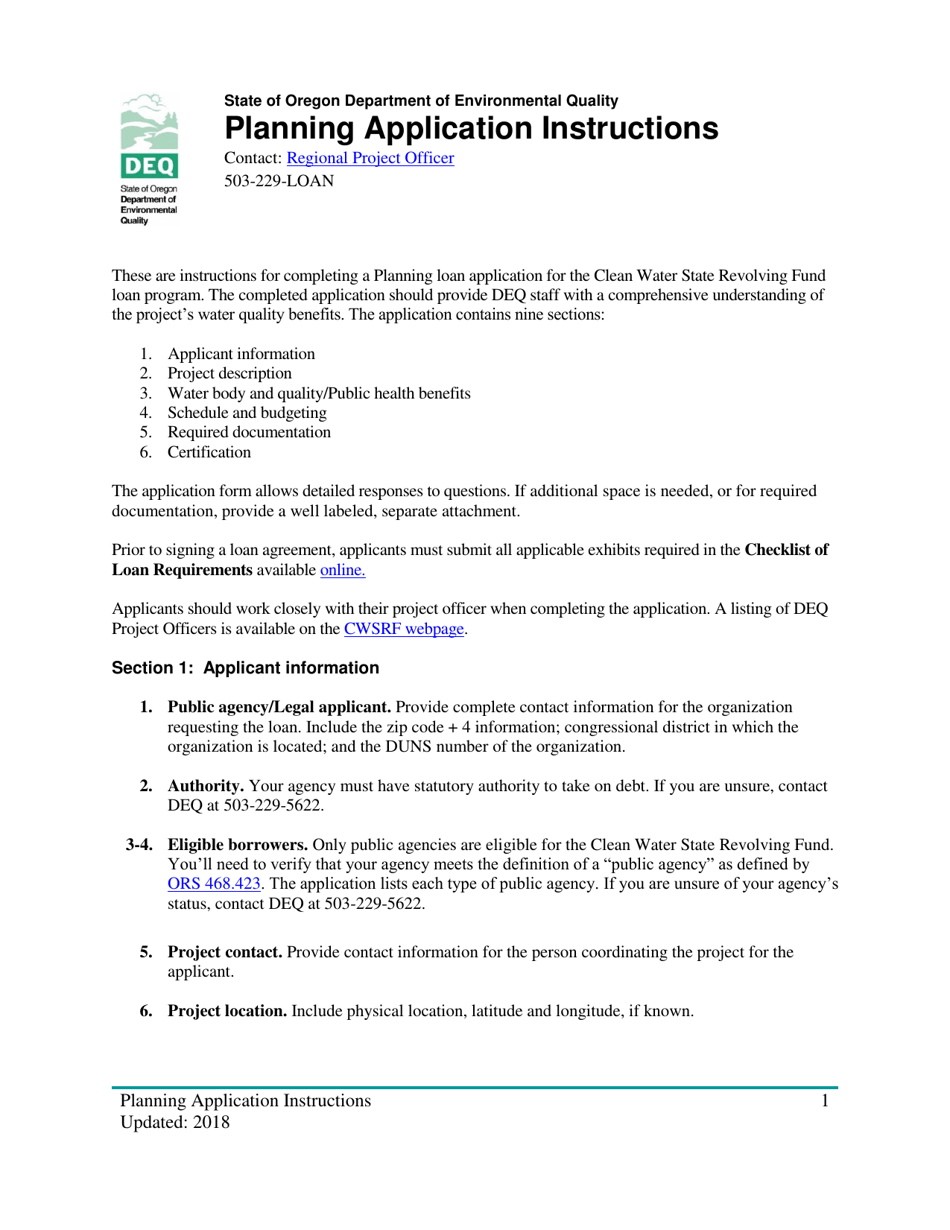 Download Instructions for Clean Water State Revolving Fund Planning ...