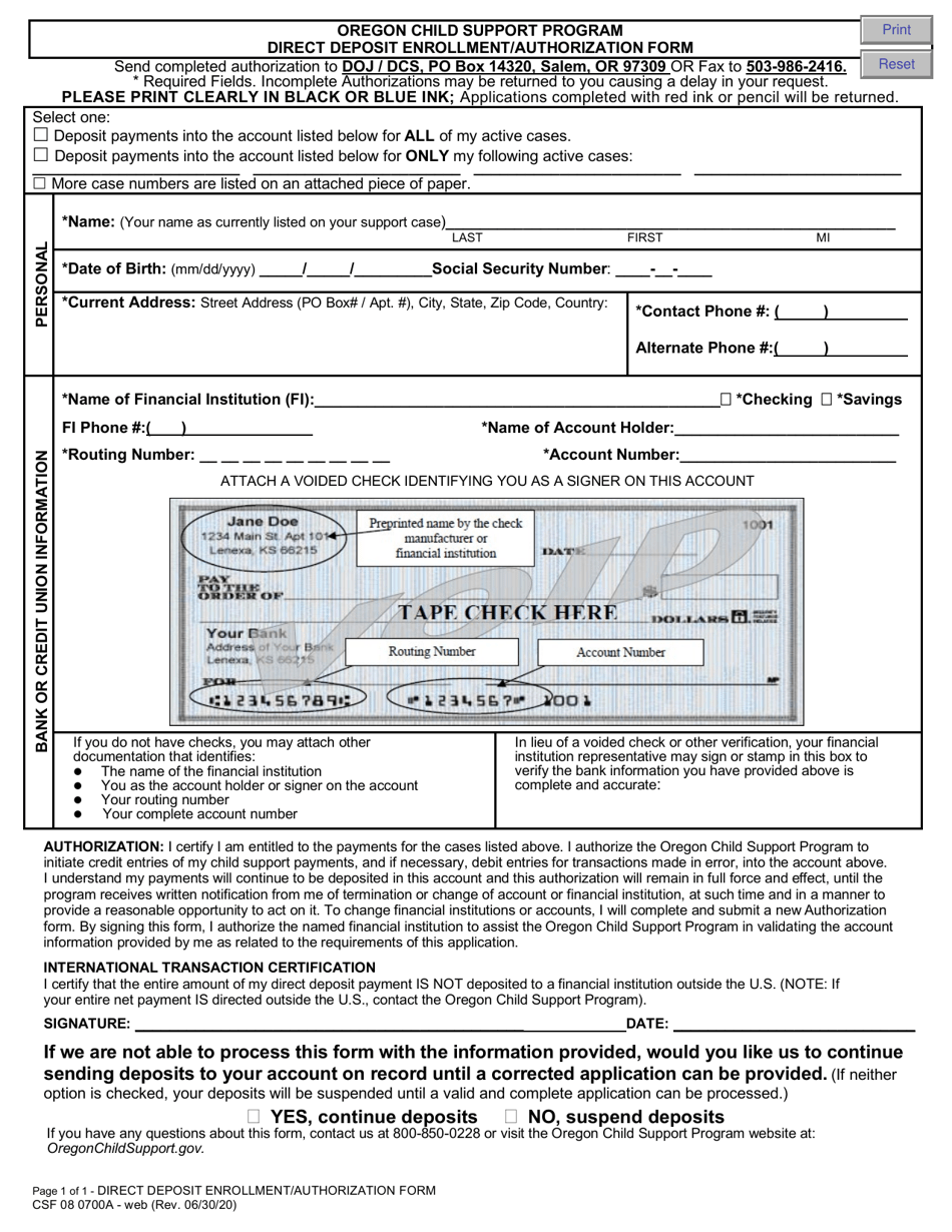 Form CSF08 0700A - Fill Out, Sign Online and Download Fillable PDF ...