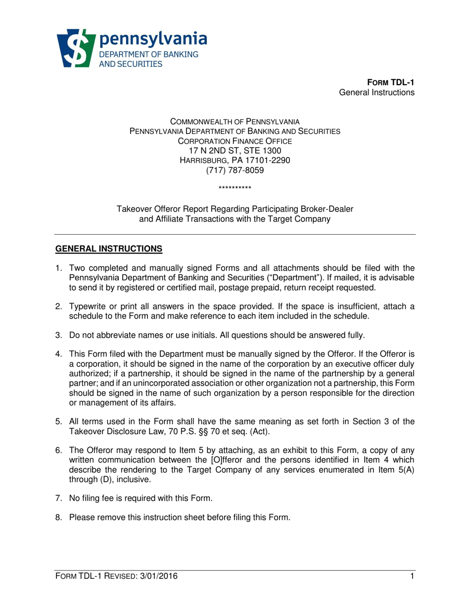 Form TDL-1 - Fill Out, Sign Online and Download Fillable PDF ...