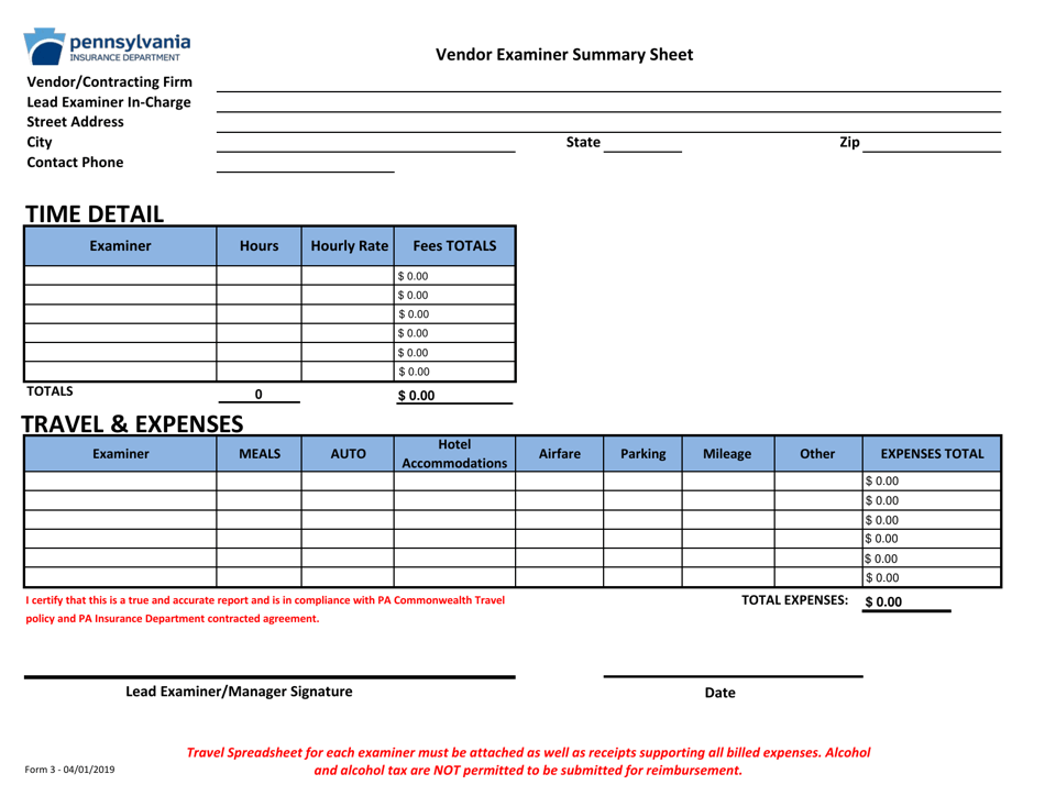 Form 3 - Fill Out, Sign Online and Download Fillable PDF, Pennsylvania ...
