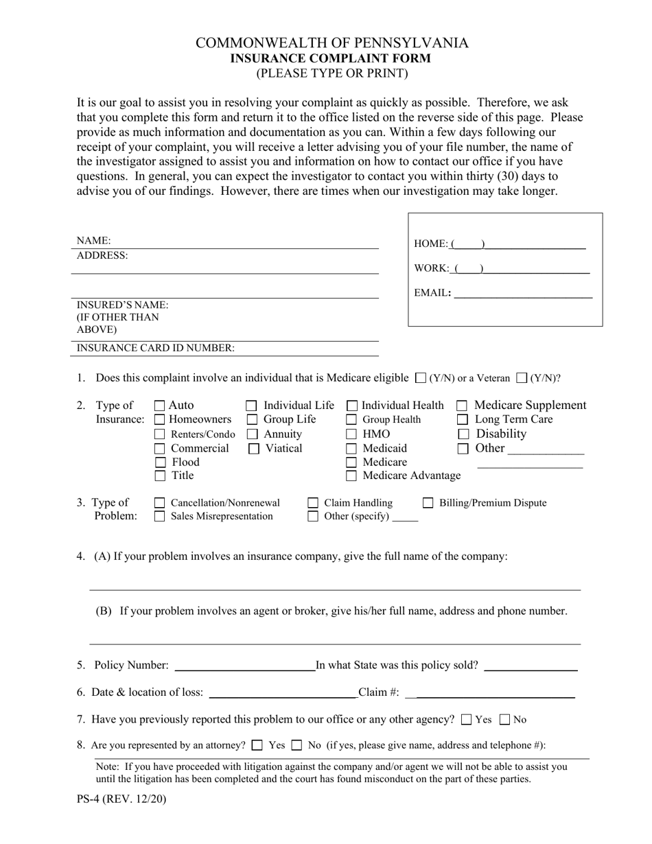 Form PS 4 Fill Out Sign Online And Download Printable PDF form-ps-4-fill-out-sign-online-and-download-printable-pdf