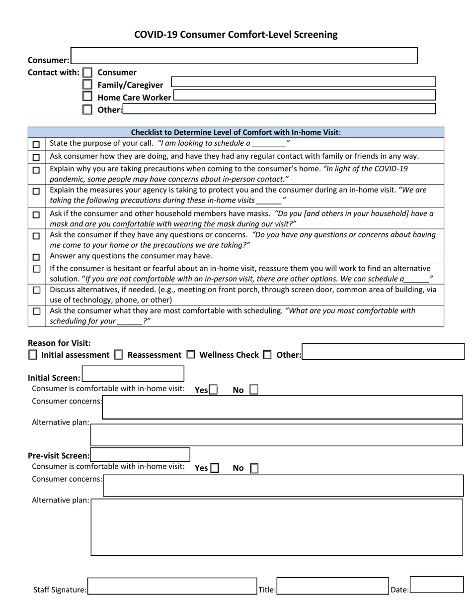 Pennsylvania Covid-19 Consumer Comfort-Level Screening Tool - Fill Out ...
