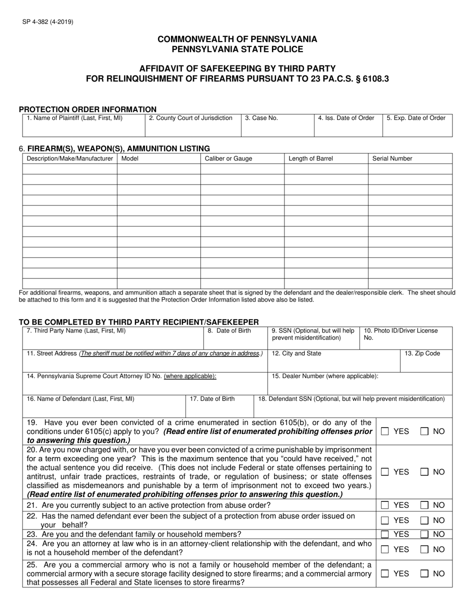 Form SP4-382 - Fill Out, Sign Online and Download Printable PDF ...