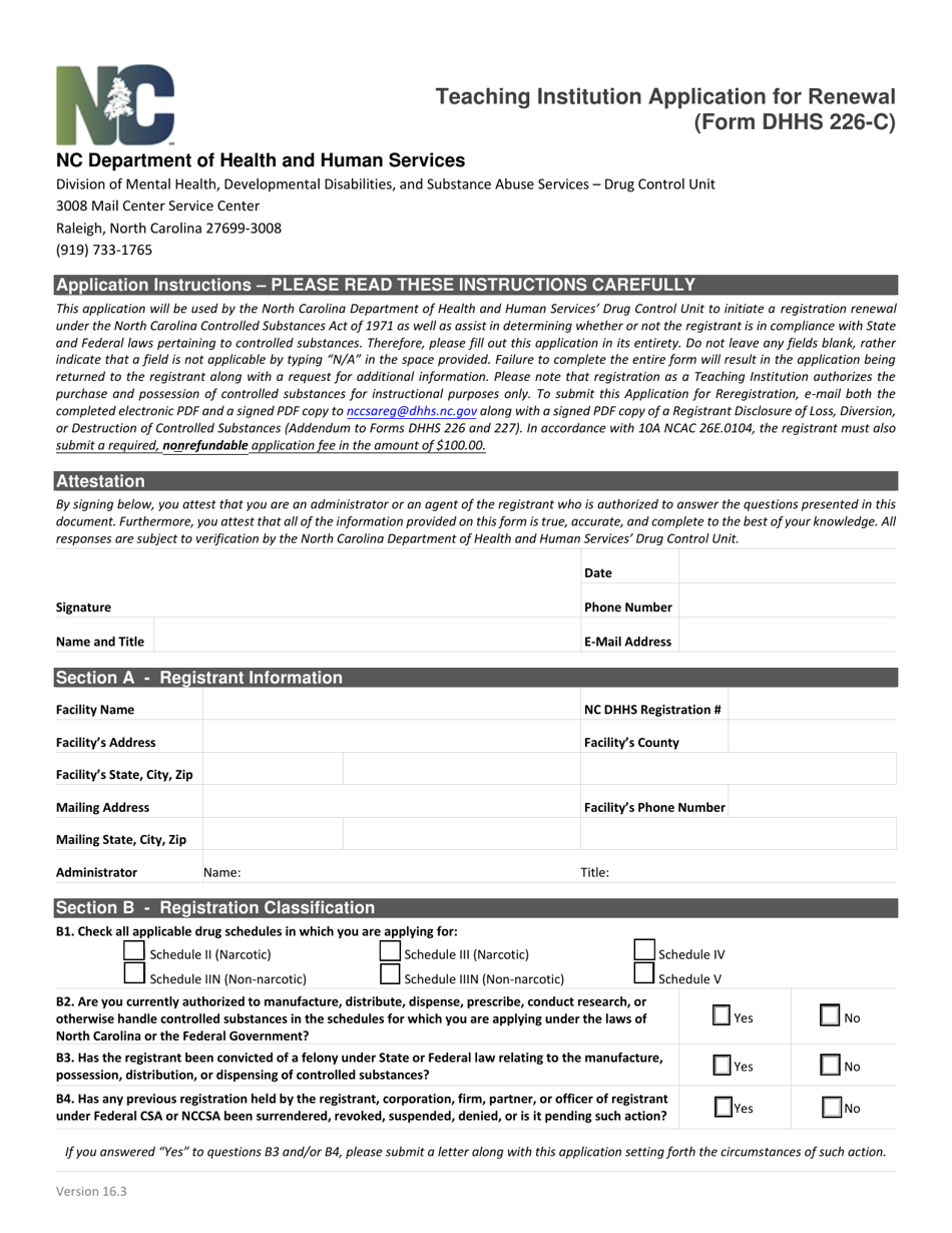 Form DHHS226-C - Fill Out, Sign Online and Download Fillable PDF, North ...