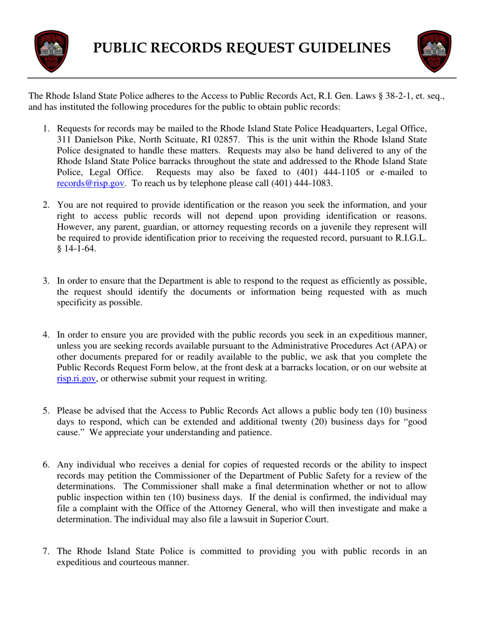 Rhode Island Public Records Request Form - Fill Out, Sign Online and ...
