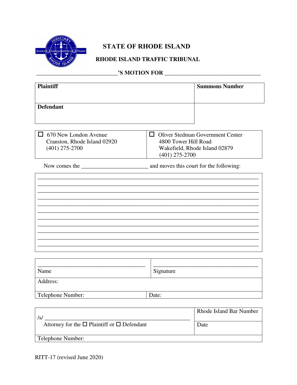 Form RITT-17 - Fill Out, Sign Online and Download Fillable PDF, Rhode ...