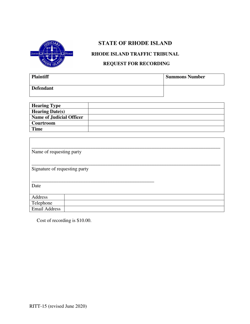 Form RITT-15 - Fill Out, Sign Online and Download Fillable PDF, Rhode ...