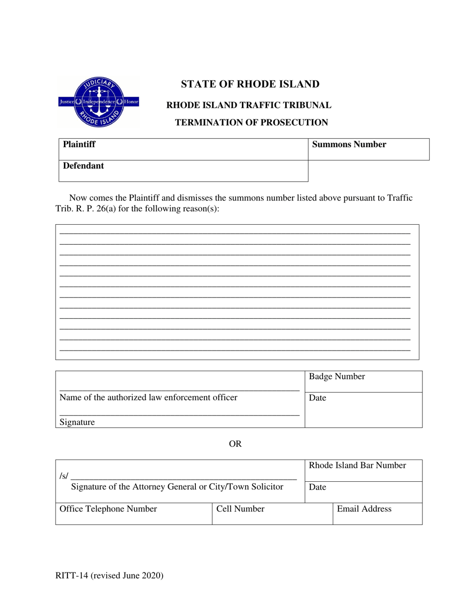 Form RITT-14 - Fill Out, Sign Online and Download Fillable PDF, Rhode ...