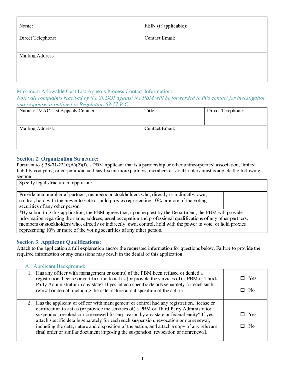South Carolina Pharmacy Benefit Manager (Pbm) State Specific ...