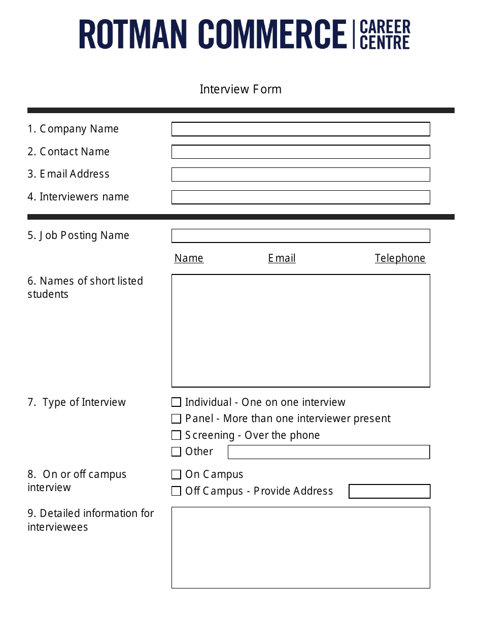Interview Form - Rotman Commerce - Fill Out, Sign Online and Download ... Interview Form - Rotman Commerce - Fill Out, Sign Online and Download ...