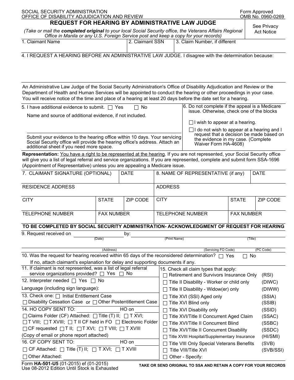 Form HA-501-U5 - Fill Out, Sign Online and Download Fillable PDF ...