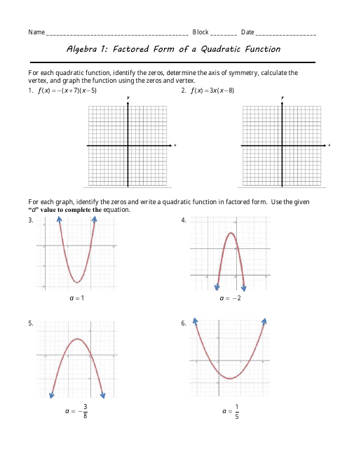 Find Quadratic Equation From Graph Worksheet Tessshebaylo