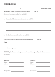 Codicil Form Download Printable PDF | Templateroller