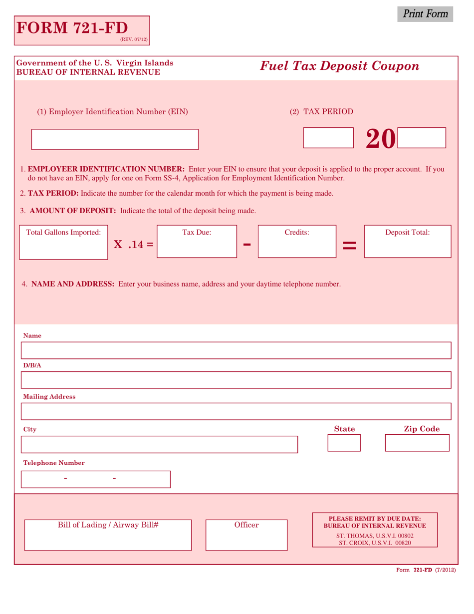 Form 721-FD - Fill Out, Sign Online and Download Fillable PDF, Virgin ...